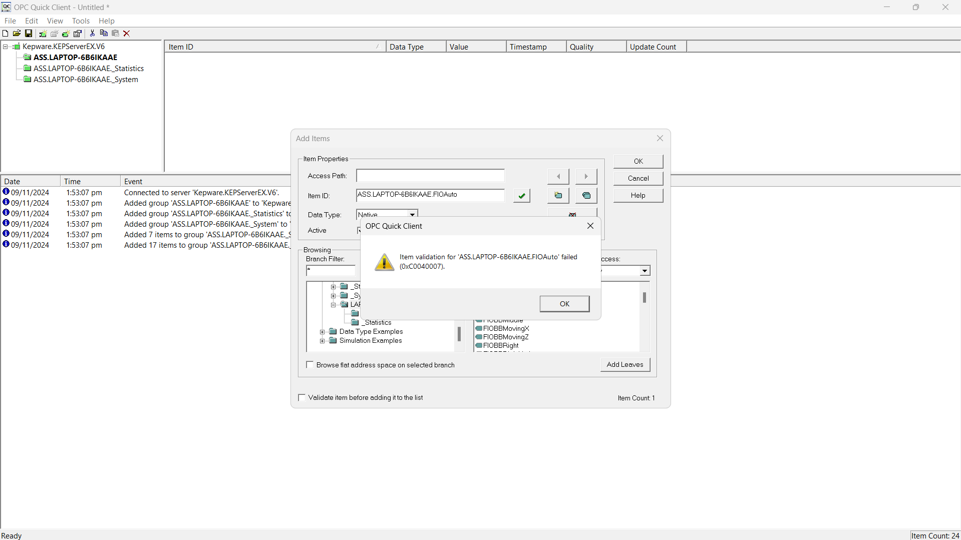 Solved: I can't access my tags in KEPServer EX 6 Quick Cli... - PTC Community